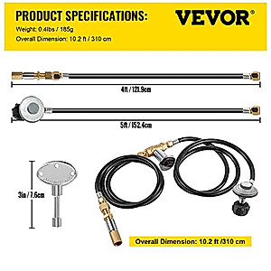 VEVOR Fire Pit Installation Kit, 90K BTU Max Propane Fire Pit Hose Kit, CSA Certified Propane Connection Kit, Gas Mixer Regulator with Adapter Included Air Mixer & Key Valve for Propane Connection
