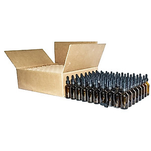 (Pack of 80) 2 oz. Amber Boston Round with Black Glass Dropper