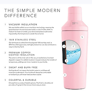 Simple Modern Cocktail Shaker Set with Jigger Lid | Stainless Steel Boston Shaker Insulated Martini Mixer for Mocktails | Gifts for Men Women Him Her | Classic Collection | 20oz | Cream Leopard