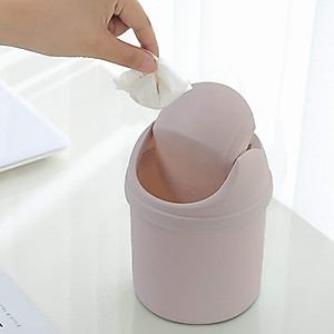 Zerdyne 0.7 Gallon Plastic Mini Trash Can, Tiny Swing Lid Waste Can, Pink