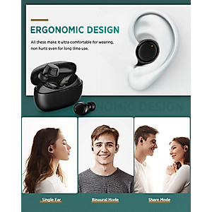 LASUNEY Bluetooth 5.0 True Wireless Earbuds with Charging Case, 60H Cyclic Playtime Waterproof Stereo Headphones with mic, in-Ear Earphones Headset for Sport