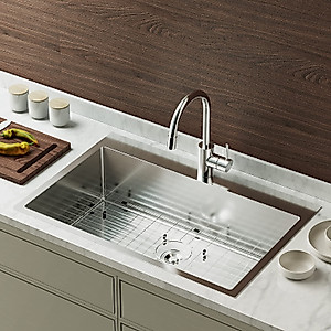 Bonnlo 30 Inch Top mount Kitchen Sink Drop-in, Farmhouse Kitchen Sink with Sink Protector 18 Gauge, Workstation Sink, 304 Stainless Steel Single Bowl for RV, Travel Trailer, Garage, 30x22x9