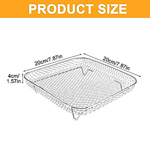 Square Air Fryer Rack,3 Layer Stainless Steel Stackable Dehydrato-r Rack with An-ti-scalding Clip,Stainless Steel Multi-Layer Dehydrato-r Rack Air fryer Accessories(Silver)
