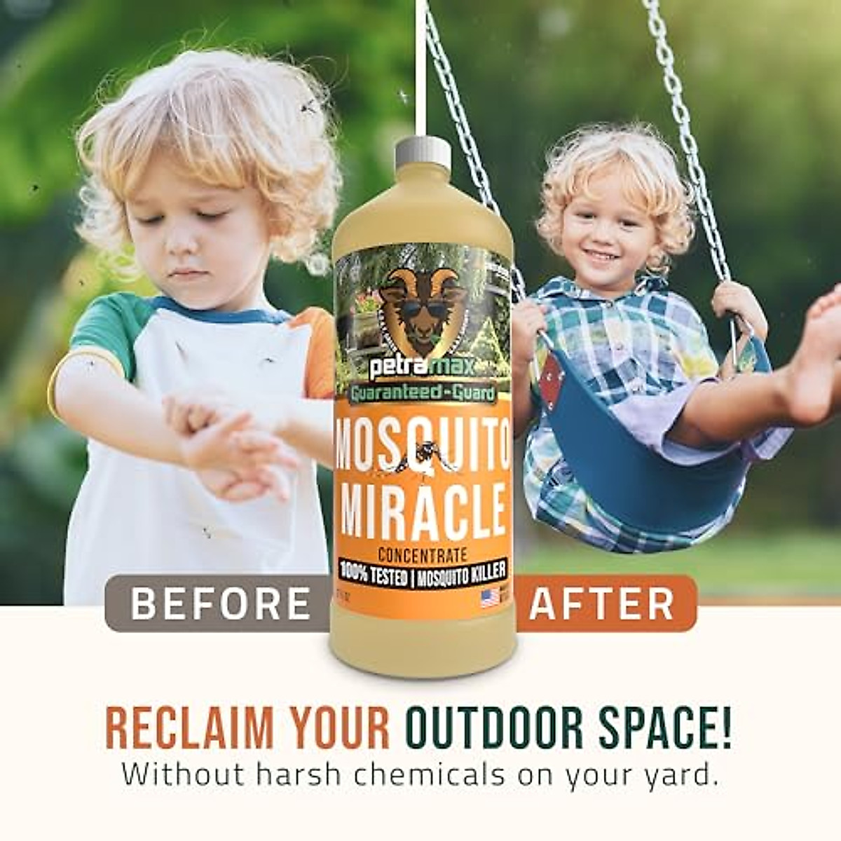 PetraMax Mosquito Miracle - Mosquito Spray for Yard, Mosquito Killer - Mosquito Fogger Liquid, Pet and Kid Safe Mosquito Yard Spray, Tested Formula - Mosquito Fogger Outdoor Spray, 32Oz