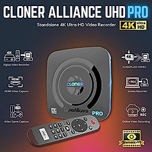 ClonerAlliance UHD Pro, 4K Video Recorder, HDMI Capture DVR with H.265/H.264 Codec, Cinematic 4K@24fps Recording(Up to 4K@30fps), No PC Required.