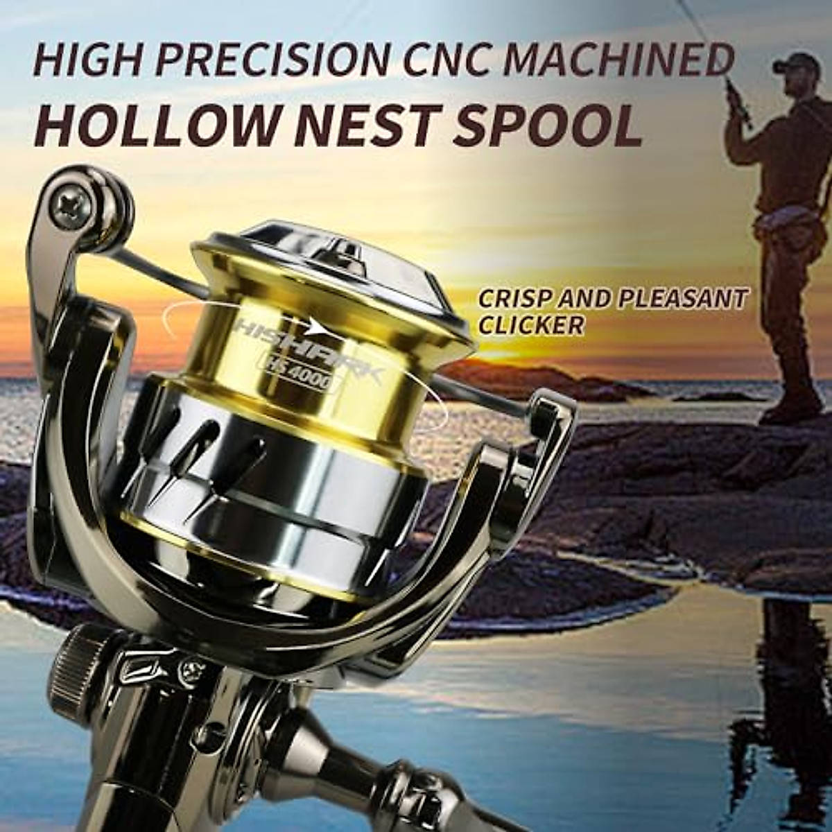 HISHARK Fishing Reel Spinning Reels, 5+1 Ball Bearings,6.2:1 Gear Ratio,HS 4000 Series, Ultra Smooth/Ultralight Perfect for Fishing