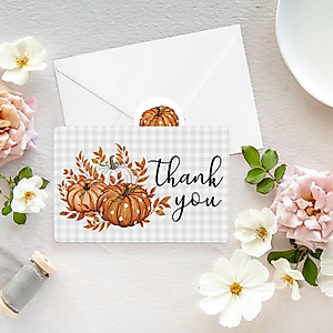 Artoid Mode 36 Pack Leaves Pumpkin Thank You Cards Fall Greeting Cards Gift With Envelope Sticker Blank Note Cards for Birthday Wedding Baby Shower Bridal Shower, 4 x 6 Inch
