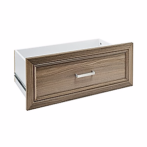 ClosetMaid SuiteSymphony Wood Drawer, Add On Accessory Shaker Style, for Storage, Closet, Clothes, x 10” Size for 25 in. Units, Natural Gray/Satin Nickel, 25" X 10"