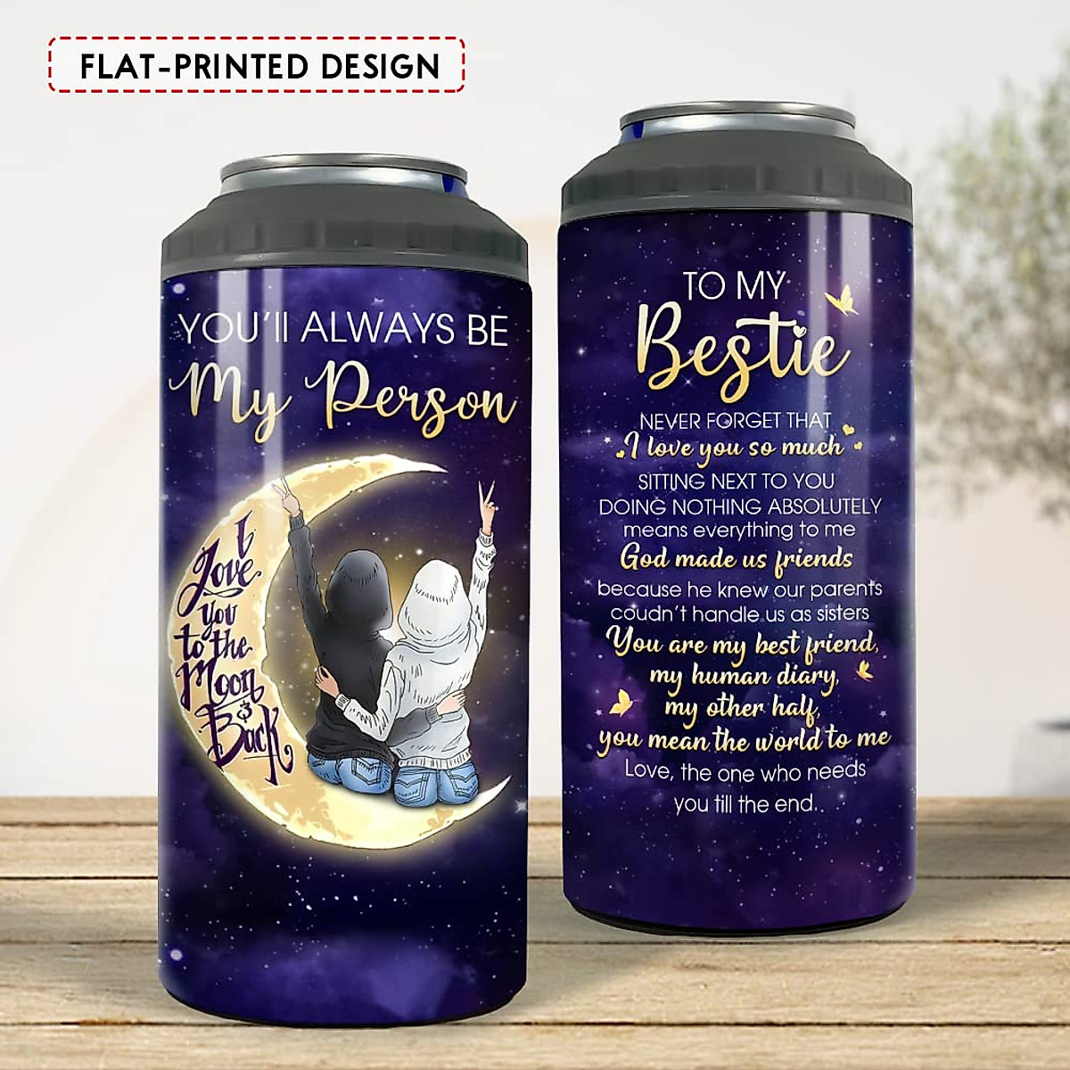 SANDJEST Best Friend Tumbler Bestie 4 in 1 16oz Tumbler Can Cooler Coozie Skinny Stainless Steel Tumbler Gift for Women Girl Best Friends Besties Soul Sisters Christmas Birthday