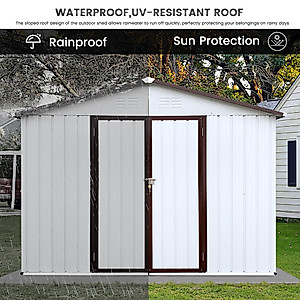 10 x 8FT Outdoor Storage Shed,Anti-Corrosion Tool Shed with Sloping Roof,Heavy Duty Metal Tool Sheds Storage House w/Lockable Door & Air Vent for Garden, Patio, Lawn