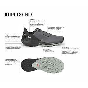 Salomon Men's OUTPULSE Gore-Tex Hiking Shoes for Men, Magnet/Black/Wrought Iron, 9