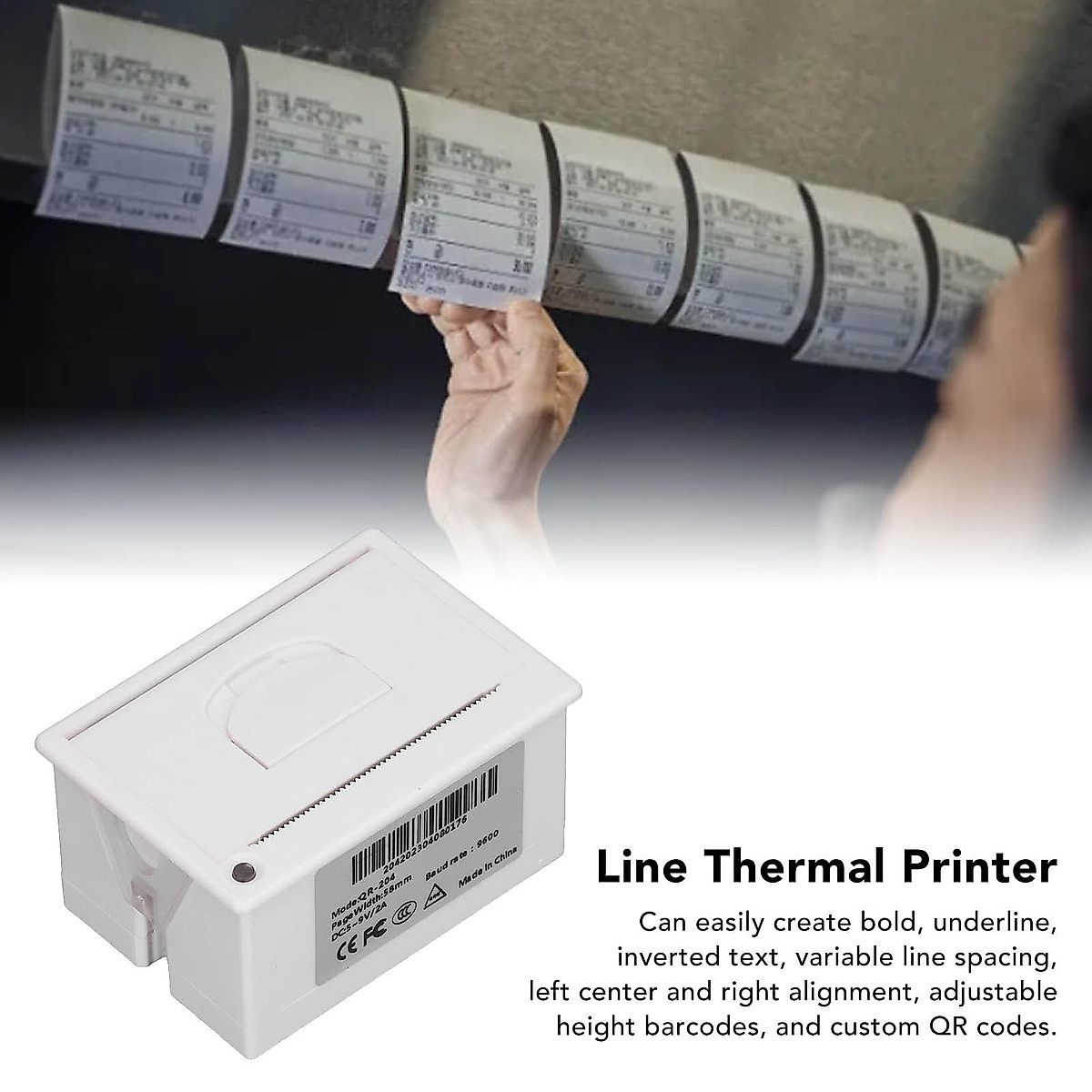 Embedded Thermal Receipt Printer 58mm Micro Thermal Label Printer with Paper Support USB and TTL Serial Port 5 to 9V