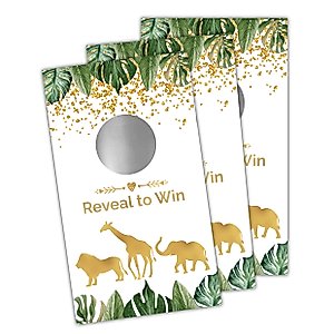 Bella and Bentley Novelty Safari Jungle Baby Shower Party Games Activity Scratch Off Game Cards - Lottery Raffle Tickets (32 Pack)