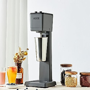 VEVOR Milkshake Maker Machine, 375W Commercial Milk Shake Maker Mixer, Single Head Drink Mixer Blender Machine, 3-Speed Milkshake Blender with 27.7oz Stainless Steel Cup for Commercial