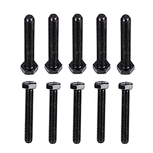 Yinpecly M10x65mm Hex Head Screw Bolts Fastener Grade 8.8 Carbon Steel Black 10pcs