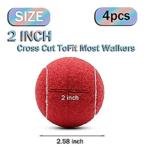 ZHUOKECE 4 PCS Precut Walker Tennis Balls for Furniture Legs Floor Protection, Heavy Duty Long Lasting Felt Pad Glide Coverings (Red)