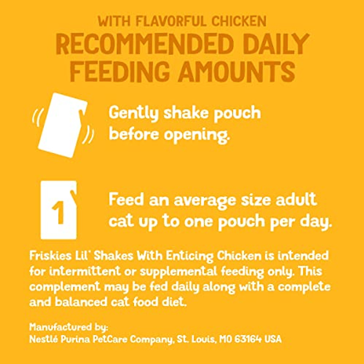 Purina Friskies Pureed Cat Food Topper, Lil’ Shakes With Enticing Chicken - (16) 1.55 oz. Pouches
