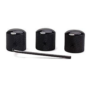 KAIY Set of 3 Black Metal Guitar Control Knob, Guitar Volume Tone Control Dome Knobs, Tele Telecaster or Guitar Bass Replacement Parts