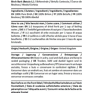 Herba Organica Birch Bark - Betula L - Herbal Tea (100g)