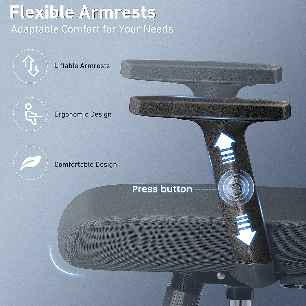 Brick Attic Office Chair, Ergonomic Desk Chair High Back Computer Chair Swivel Mesh Task Chair with Adjustable Lumbar Support Armrests Headrest Black