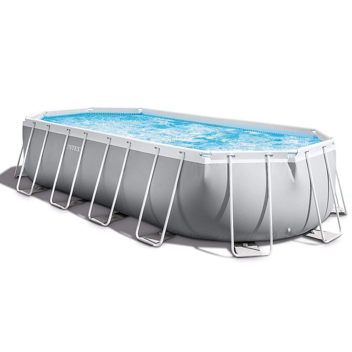 Intex 26797EH 20ft x 10ft x 48in 5 Person Prism Frame Oval Swimming Pool Set with Ladder, Cover, Ground Cloth, Filter Pump, and Protective Canopy