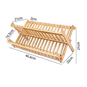 ZSQAI Kitchen Rack, Bamboo Rack, Vegetable Rack, Foldable Vegetable Drainage Rack, Kitchen Wooden Shelf