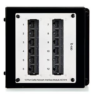 Legrand - OnQ 8 Port Cat 5e Network Interface Module, RJ45 Network Switch, High-Density Mini Patch Panel, Keystone Ports Labeled 1 Through 12, Grey, AC1014