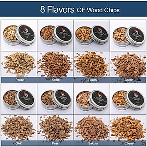 ANCHGPO Cocktail Smoker Kit Smoke Top with 8 Wood Chips for Bourbon/Cocktail Smoker lid, Bar Set, Old Fashioned Drink Smoker Kit Ideal Gift for Men, Dad,Husband(Without Torch)