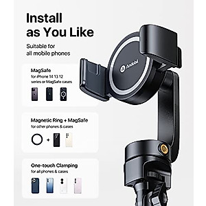 andobil MagStick Selfie Stick Tripod Compatible with MagSafe, [Redefined Phone Tripod] 63.5" Extendable Magnetic Cell Phone Tripod Stand with Wireless Remote, Tripod for iPhone 14 13 12 & All Phones