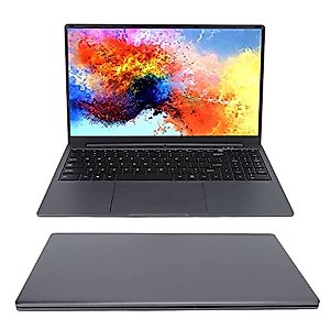 IPS Laptop, 12G LPDDR4 Quad Core 15.6in IPS Laptop Keyboard LED Backlight Fingerprint Reader for Office (12+256G US Plug)