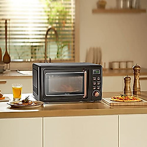 GLACER GT-23853GDEP Retro, Large 0.7Cu.ft, 700-Watt, Cold Rolled Steel Countertop with Time, Glass Turntable Plate, Pre-Programmed Cooking Settings, LED Display Microwave Oven, Rose Gold