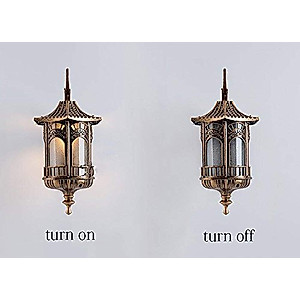 PEHUB Wall Light Outdoor Waterproof Wall Lamp Sconces Outdoor Chinese Style Villa Garden Lights Door Baroque Glass Lights Balcony Exterior Wall Lantern Exterior Light Fixture