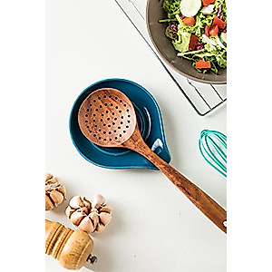 Spoon Rest for Stove Top Cooking Spoon Holder for Kitchen Countertop Large Holder for Spatula, Spoons or Tongs, Framhouse Decor, Housewarming Gifts, Blue