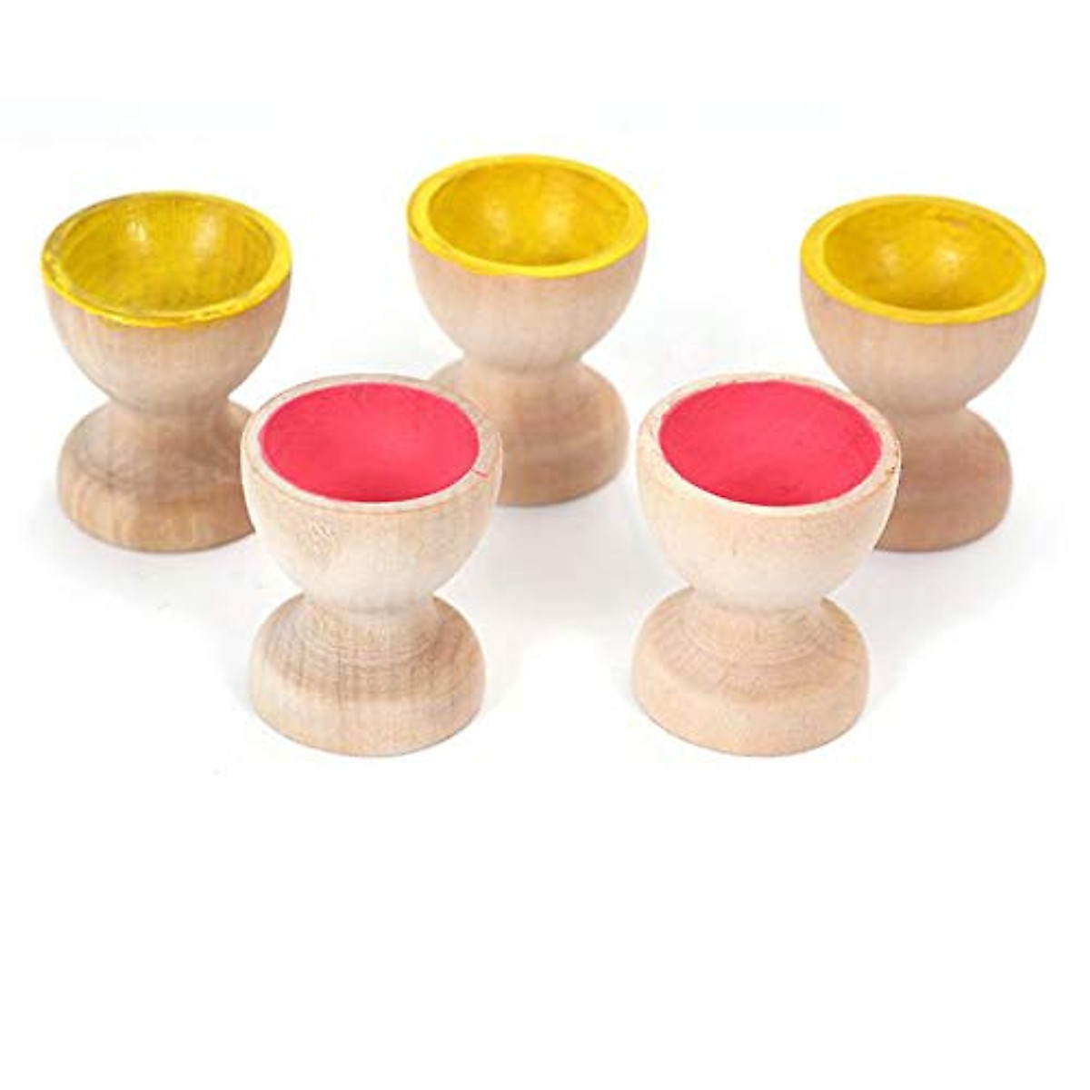 Hosfairy 16Pcs Mini Egg Cups Wooden Egg Cups Easter Egg Holders for DIY Painting Easter Craft Decoration