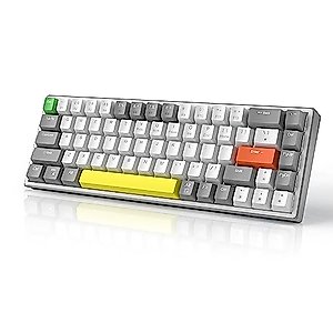 MageGee 60% Mechanical Gaming Keyboard, 68 Keys Hot-Swappable Compact Blue LED Backlit Gaming Keyboard, SKY68 Wired Ergonomic Mini Office Keyboard for Windows PC Gamer (Red Switch, Gray & White)