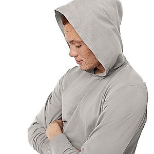 Hanes Comfortblend Men's T-Shirt, Long-Sleeved Hoodie, Garment Dyed Cotton Tee, Concrete Gray