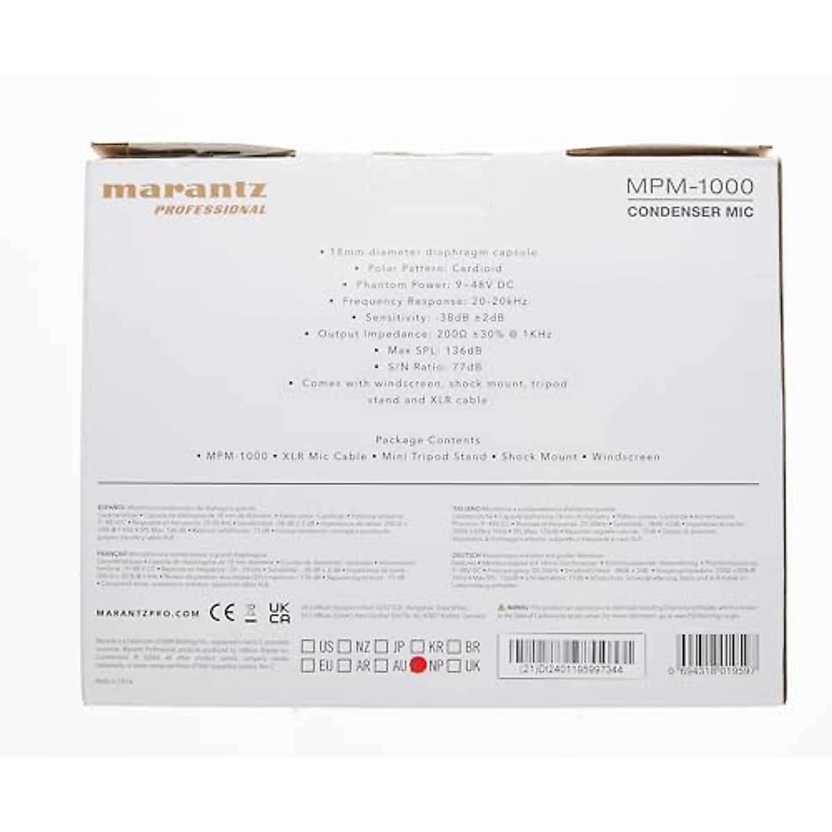 Marantz Professional MPM-1000 - Studio Recording XLR Condenser Microphone with Desktop Stand and Cable – for Podcast and Streaming Projects