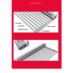 Roll Up Dish Drying Rack（17 x 13 inches） Multipurpose Roll-Up Dish Drying Rack , Non-Slip, Heat Resistant，Gray