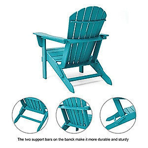 glitzhome Set of 2 Aqua HDPE Folding Adirondack Chairs Outdoor Patio Weather Resistant Adirondack Chairs for Deck Lawn fire Pit