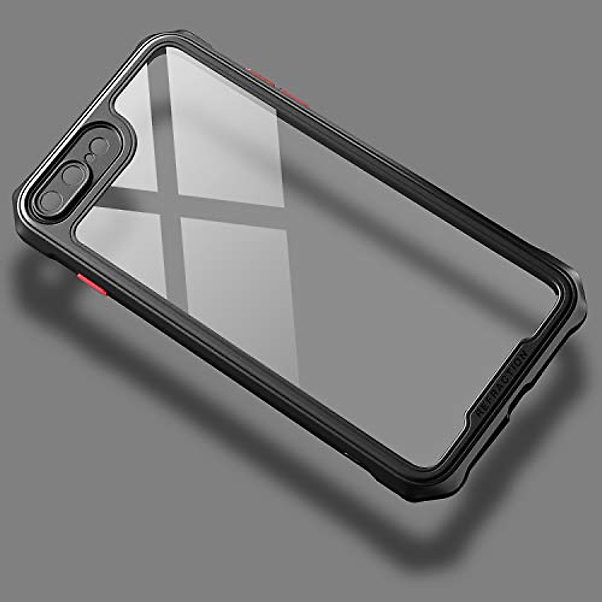 TENOC Phone Case Compatible for iPhone 7 Plus & iPhone 8 Plus Case, Clear Back Cover Bumper Cases for 7 Plus/ 8 Plus 5.5-Inch, Black