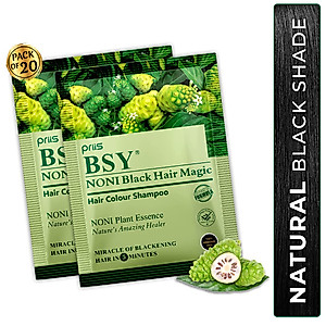SAVE! 20x 20g. BSY NONI BLACK HAIR COLOR Organic Natural Hair Dye (Black) Covers Grey Hairs (No PPD para-phenylenediamine) by BSY