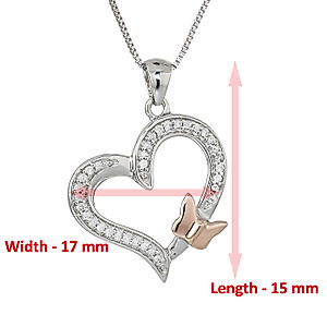 Vir Jewels 1/10 cttw Diamond Pendant, Diamond Butterfly and Heart Pendant Necklace for Women in 14K Gold with 18 Inch Chain, Prong Setting