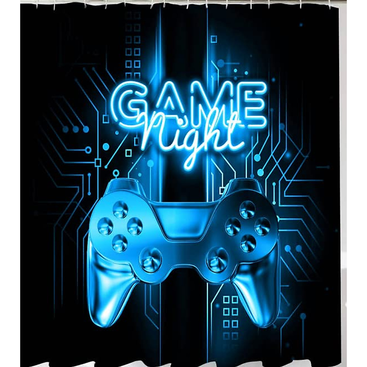 Blue Cool Game Shower Curtain Kids Boys Gaming Bath Curtain with 12 Hooks Modern Gamer Bathroom Decor Teens Gamepad Shower Curtain Set for Stalls Bathtubs 72" Wx72 L Waterproof (Blue Cool Game)