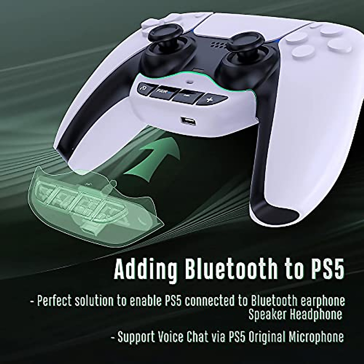 Uberwith PS5 Bluetooth Adapter for PS5 Accessories BT 5.0 Wireless Audio Transmitter for PS5 Controller with Low Latency for AirPods Bose Sony Headphone Speakers Earbuds(White)