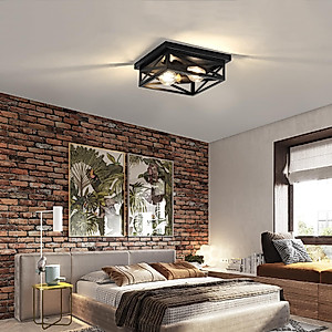 DIKAIDA 2Pack Vintage Farmhouse Flush Mount Ceiling Light Fixtures, 2-Light Hallway Kitchen Ceiling Light, Industrial Farmhouse Light Fixtures Ceiling Mount for Bedroom