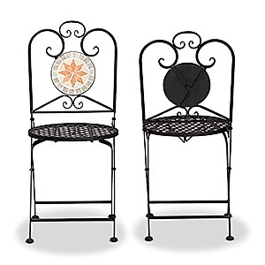 Baxton Studio Santina Black Metal Outdoor Dining Chair (Set of 2)