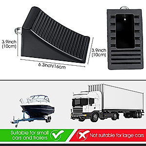 Zhengmy 4 Pieces Wheel Chock with Eyebolt, 6.3 x 3.9 x 3.9 inch Wheel Black Blocks Rubber Stopper Wedge Essentials Accessories for RV Motorcycle Camper Travel Trailers Dirt Bike Garage Truck