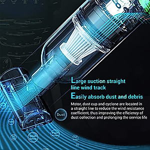 SUNCANDXY Handheld Vacuum Cleaner Cordless: Mini Rechargeable Hand Vacuum with Strong Suction, Wireless Portable Small Car Vacuum for Carpet Car - Black