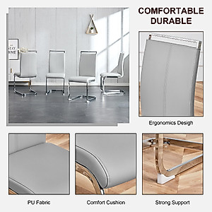 Pvillez White Dining Table Set for 6,Faux Marble Kitchen Table Set,63" Dining Room Table Set with Chairs,Modern Dinner Table Set with Marble Grain Top,7 Piece Dining Table Set