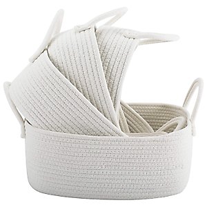 Patioer Storage Baskets Set of 4 - Woven Basket Cotton Rope Bin, Small White Basket Organizer for Baby Nursery Laundry Kid's Toy